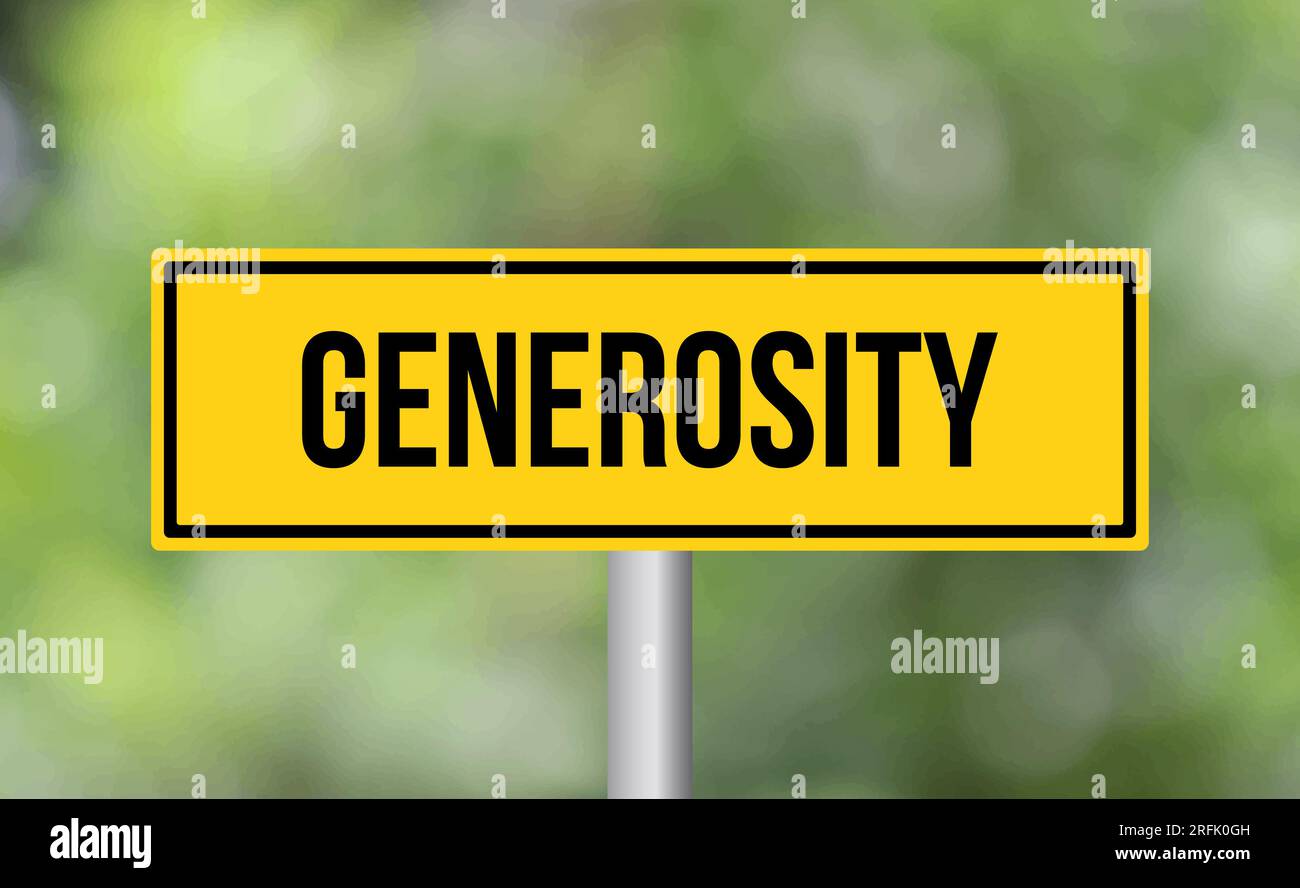 Generosity road sign on blur background Stock Photo - Alamy