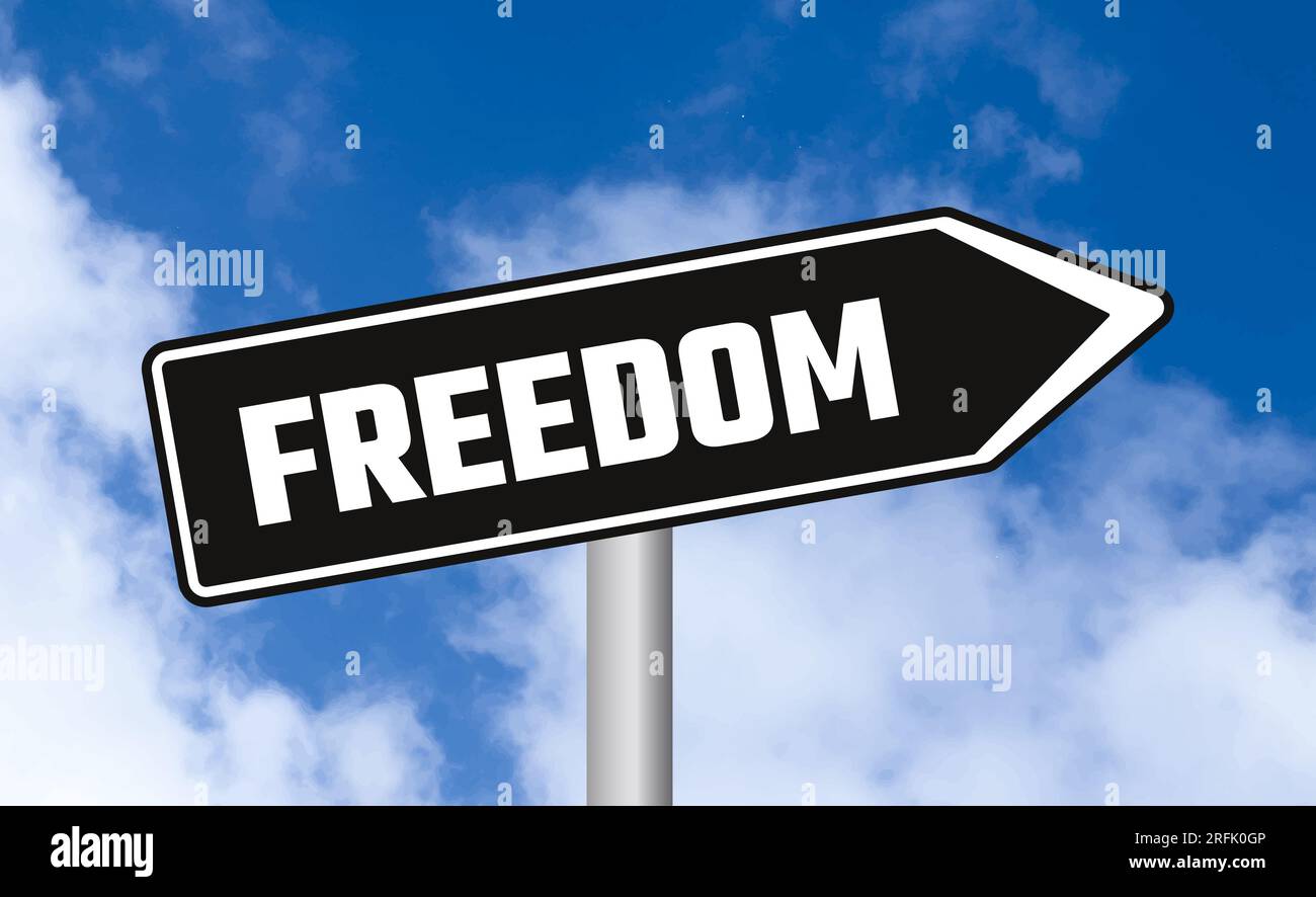 Freedom road sign on cloudy sky background Stock Photo - Alamy