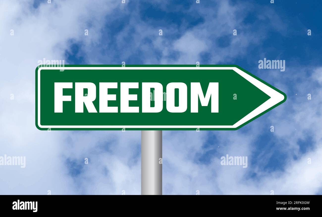 Freedom road sign on cloudy sky background Stock Photo - Alamy