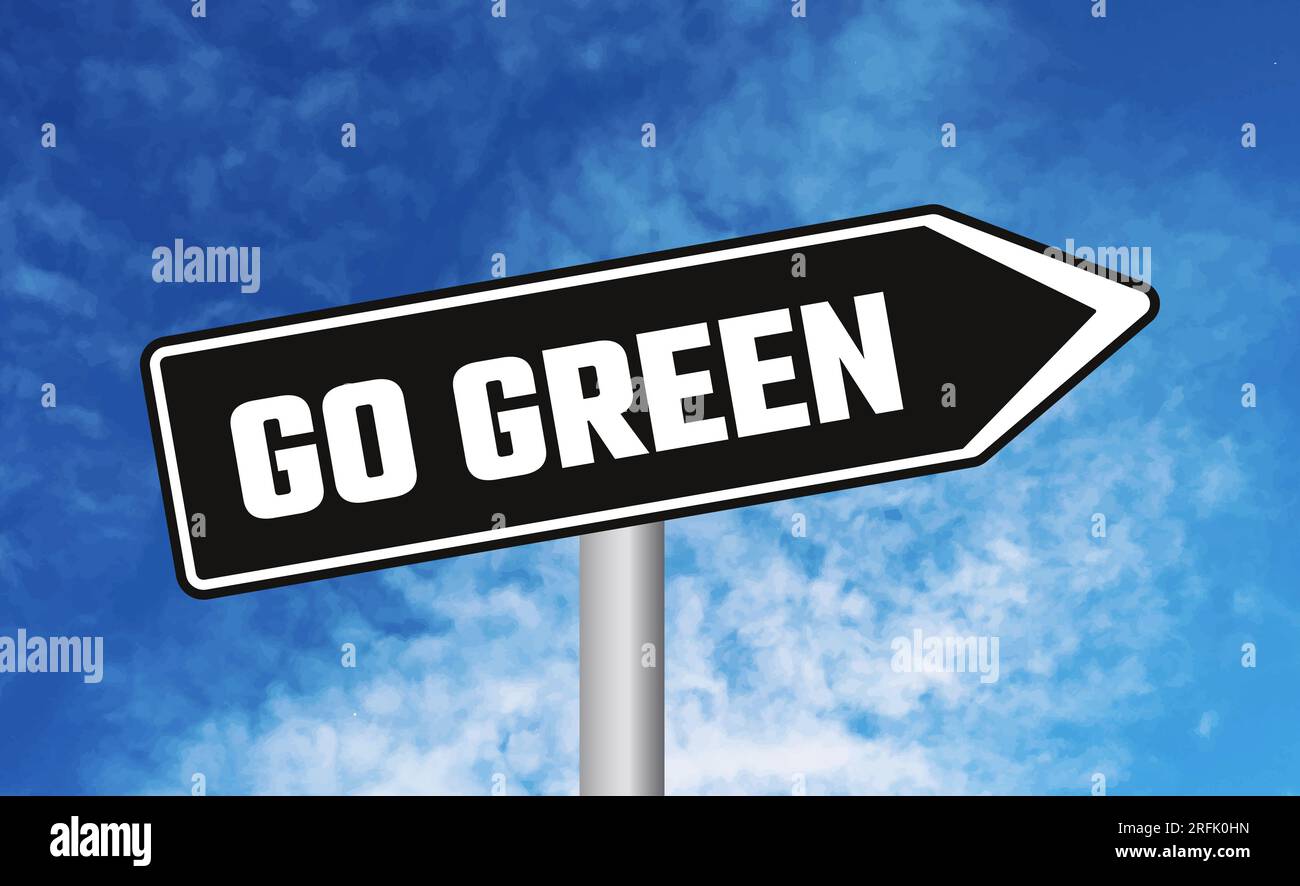 Go green road sign on blue sky background Stock Photo - Alamy