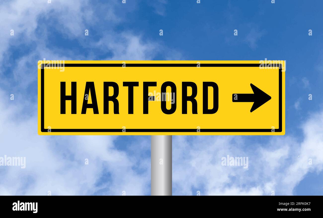 Hartford road sign on sky background Stock Photo - Alamy