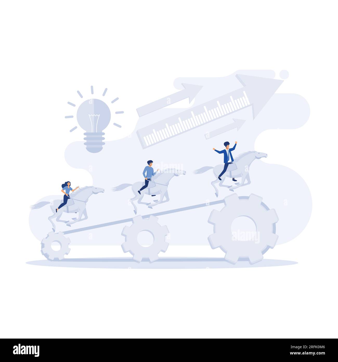 Creative Idea Teamwork Concept. Cooperation Leadership Metaphor, flat ...