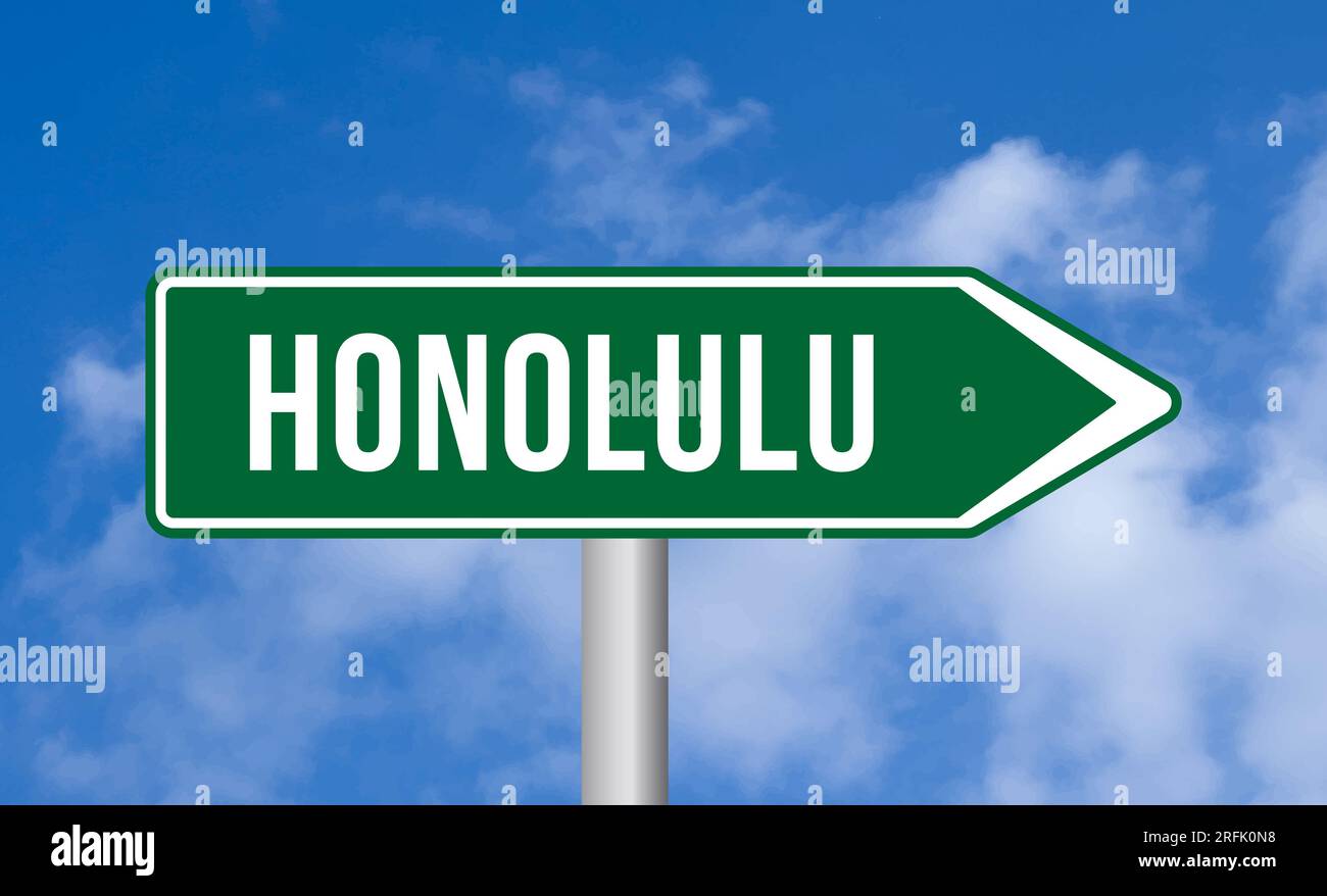 Honolulu road sign on blue sky background Stock Photo - Alamy