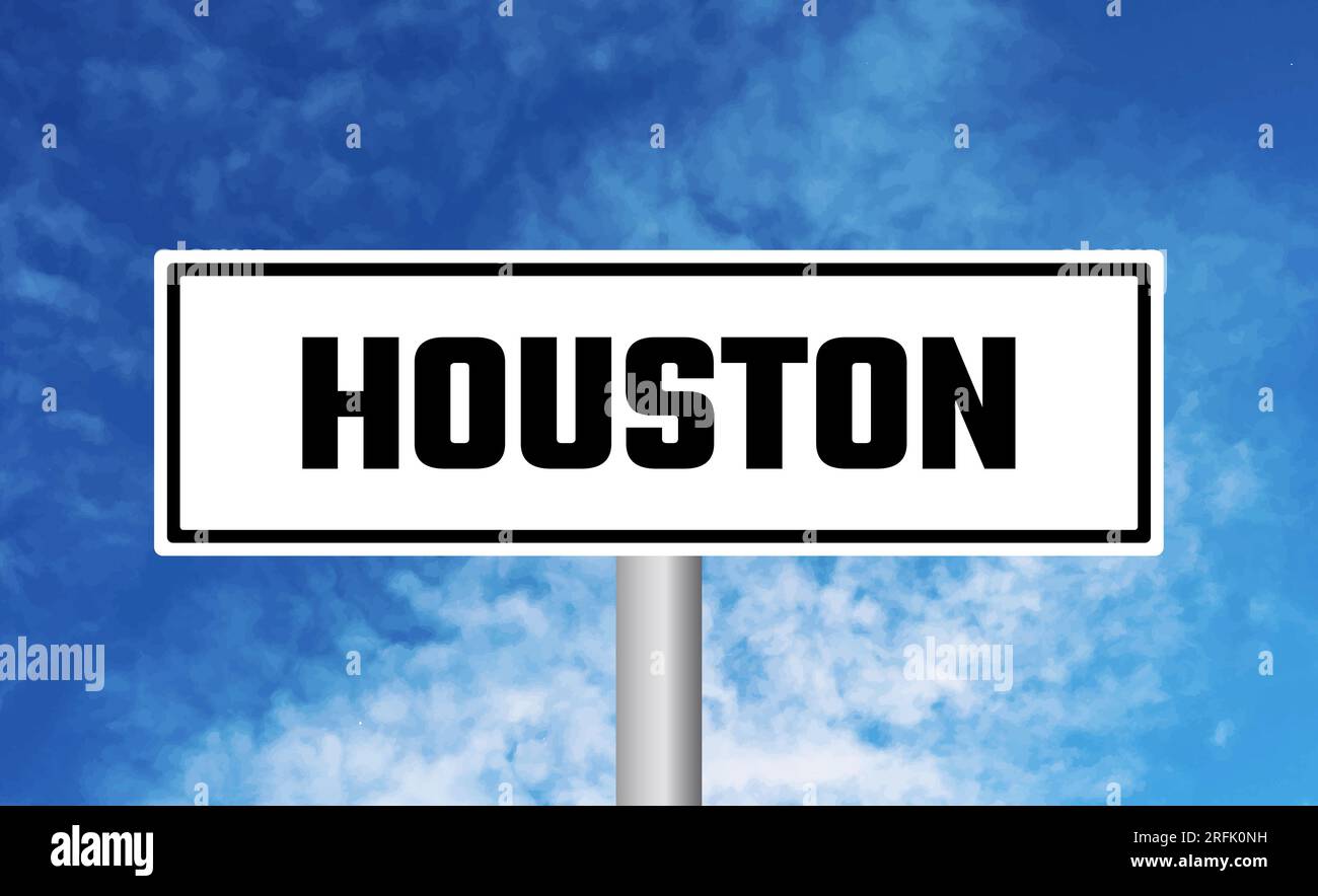 Houston road sign on sky background Stock Photo - Alamy