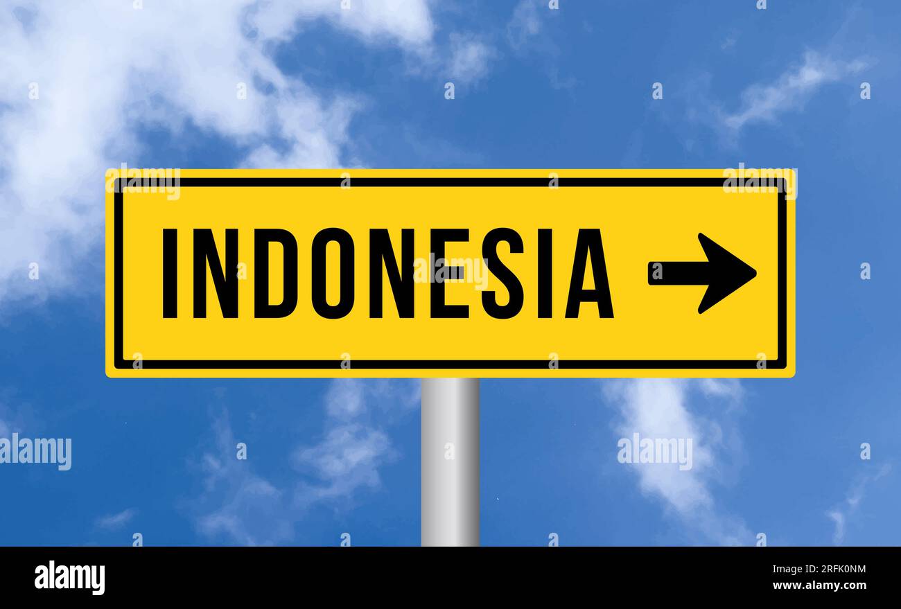 Indonesia road sign on sky background Stock Photo - Alamy