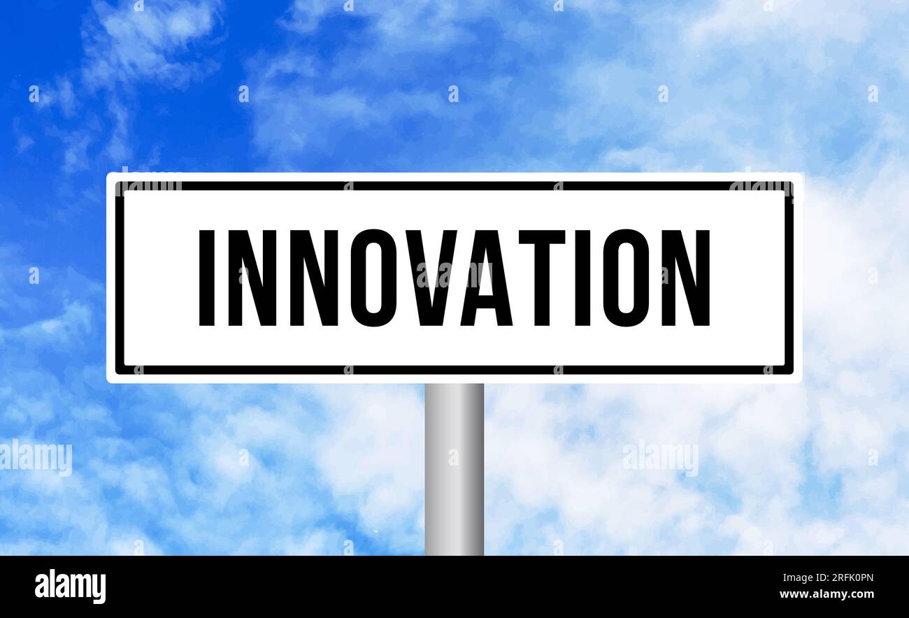 Innovation road sign on cloudy sky background Stock Photo - Alamy