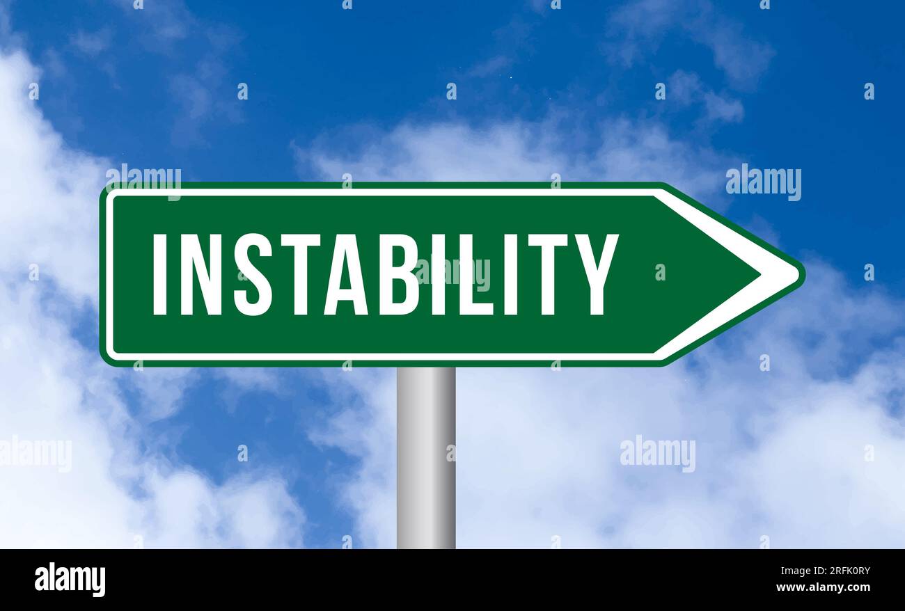 Instability road sign on blue sky background Stock Photo - Alamy