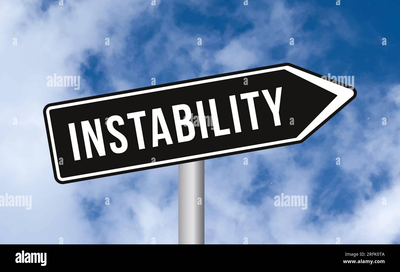 Instability road sign on blue sky background Stock Photo - Alamy