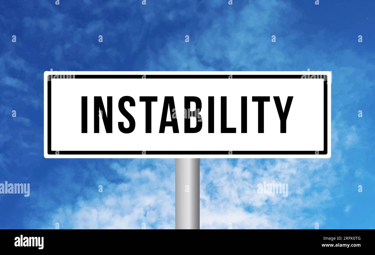 Instability road sign on blue sky background Stock Photo - Alamy