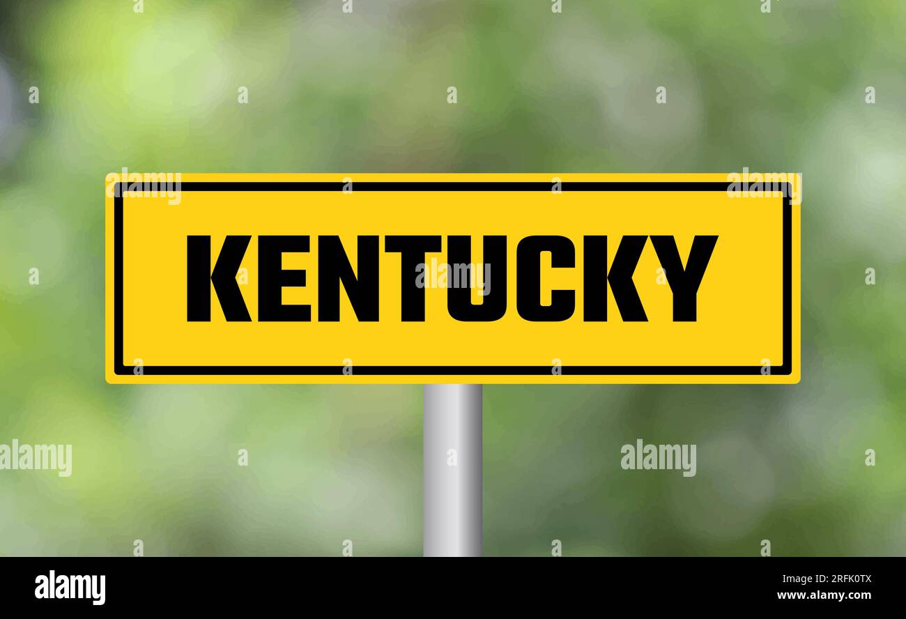 Kentucky road sign on blur background Stock Photo - Alamy