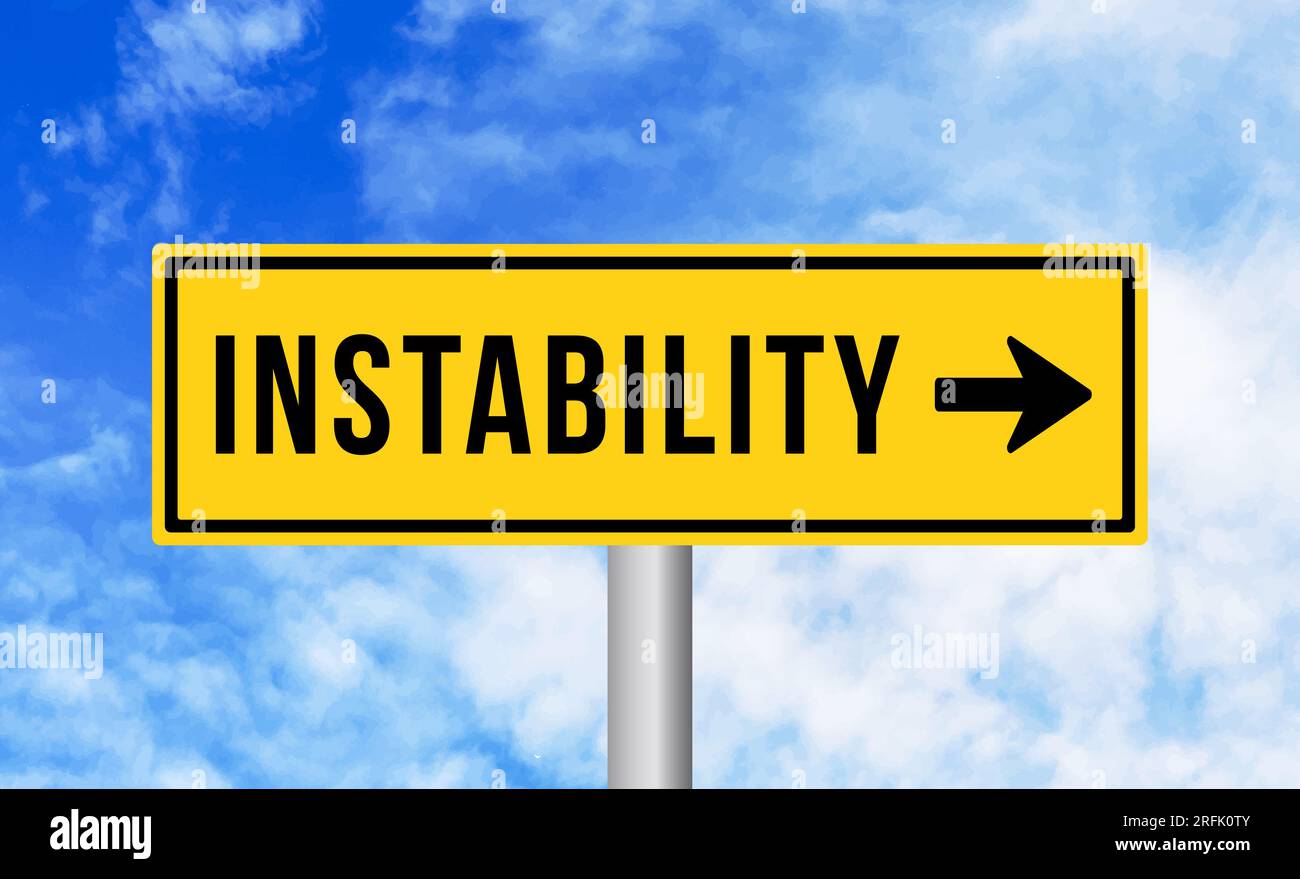 Instability road sign on blue sky background Stock Photo - Alamy