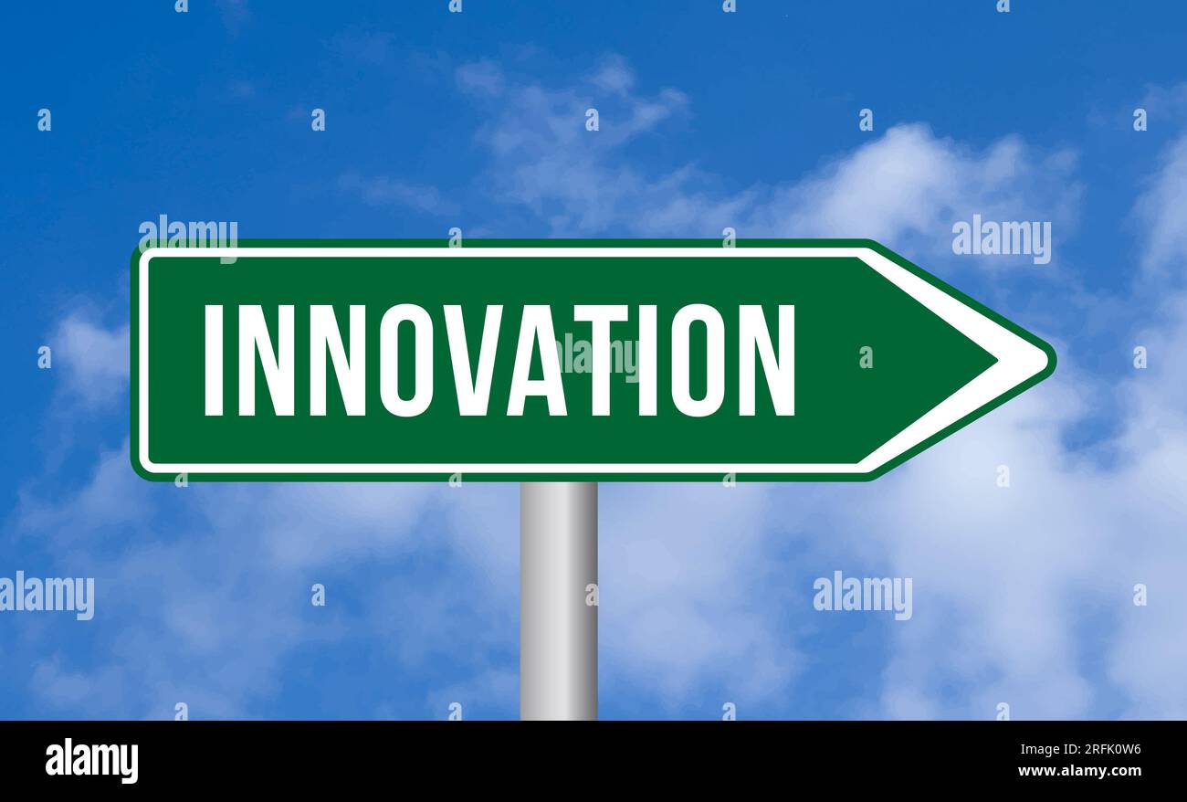 Innovation road sign on cloudy sky background Stock Photo - Alamy