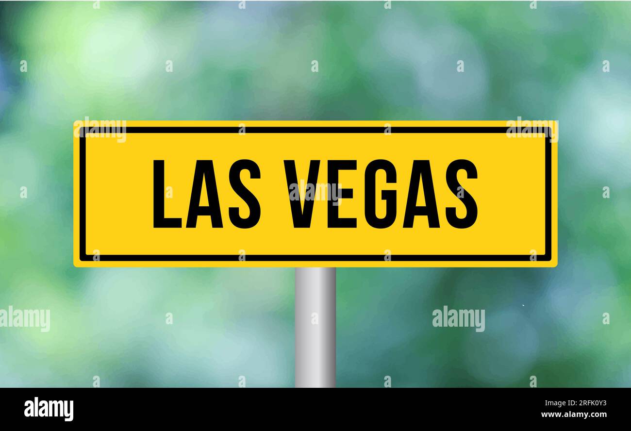 Las vegas road sign on blur background Stock Photo - Alamy