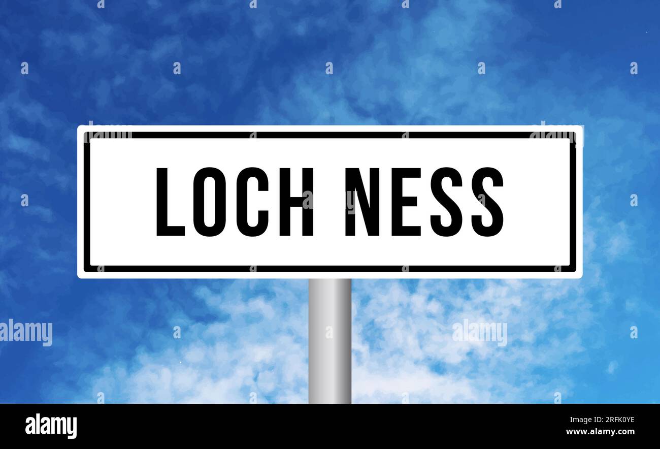 Loch ness road sign on blue sky background Stock Photo - Alamy