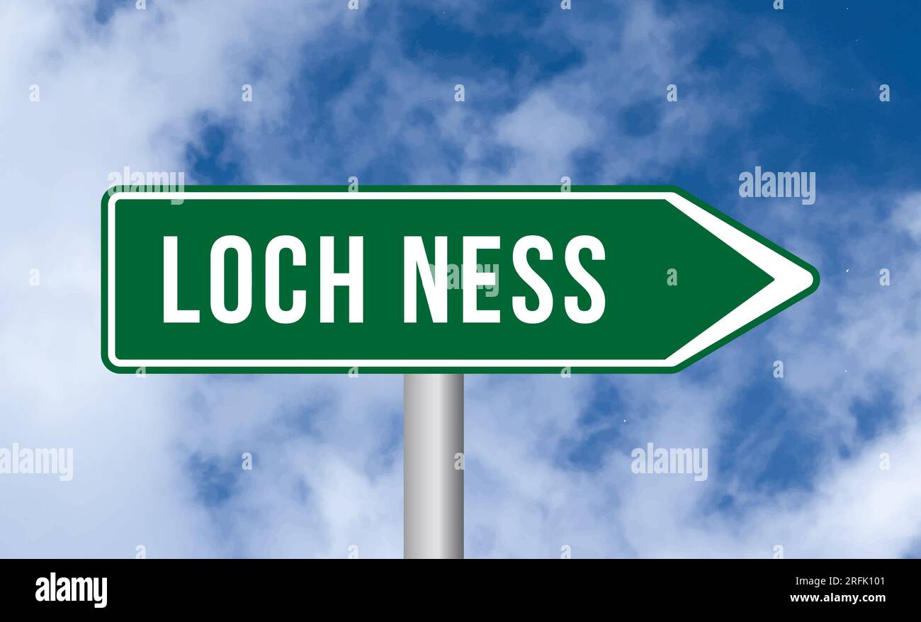 Loch ness road sign on blue sky background Stock Photo - Alamy