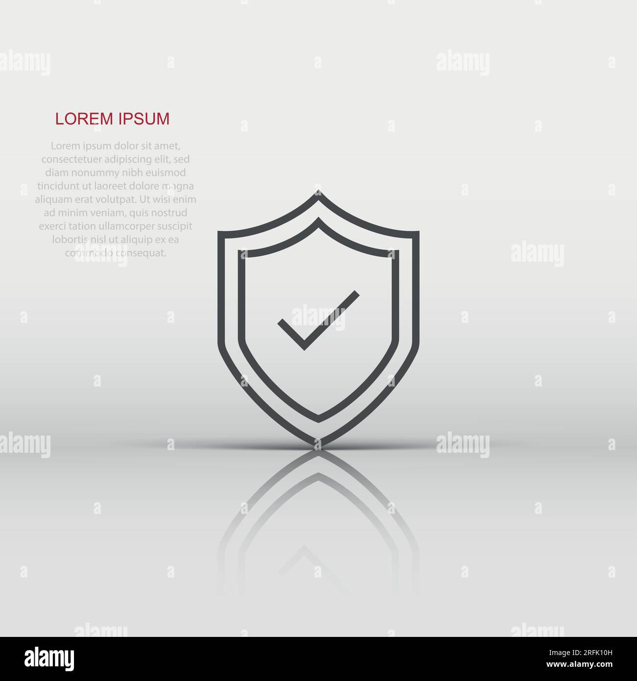 Shield with check mark icon in flat style. Protect vector illustration ...