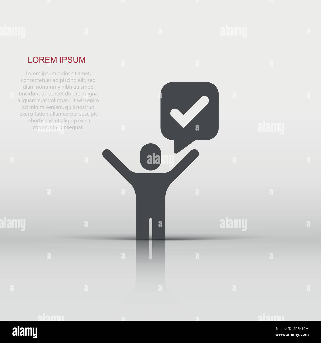 Organization management icon in flat style. People with check mark ...