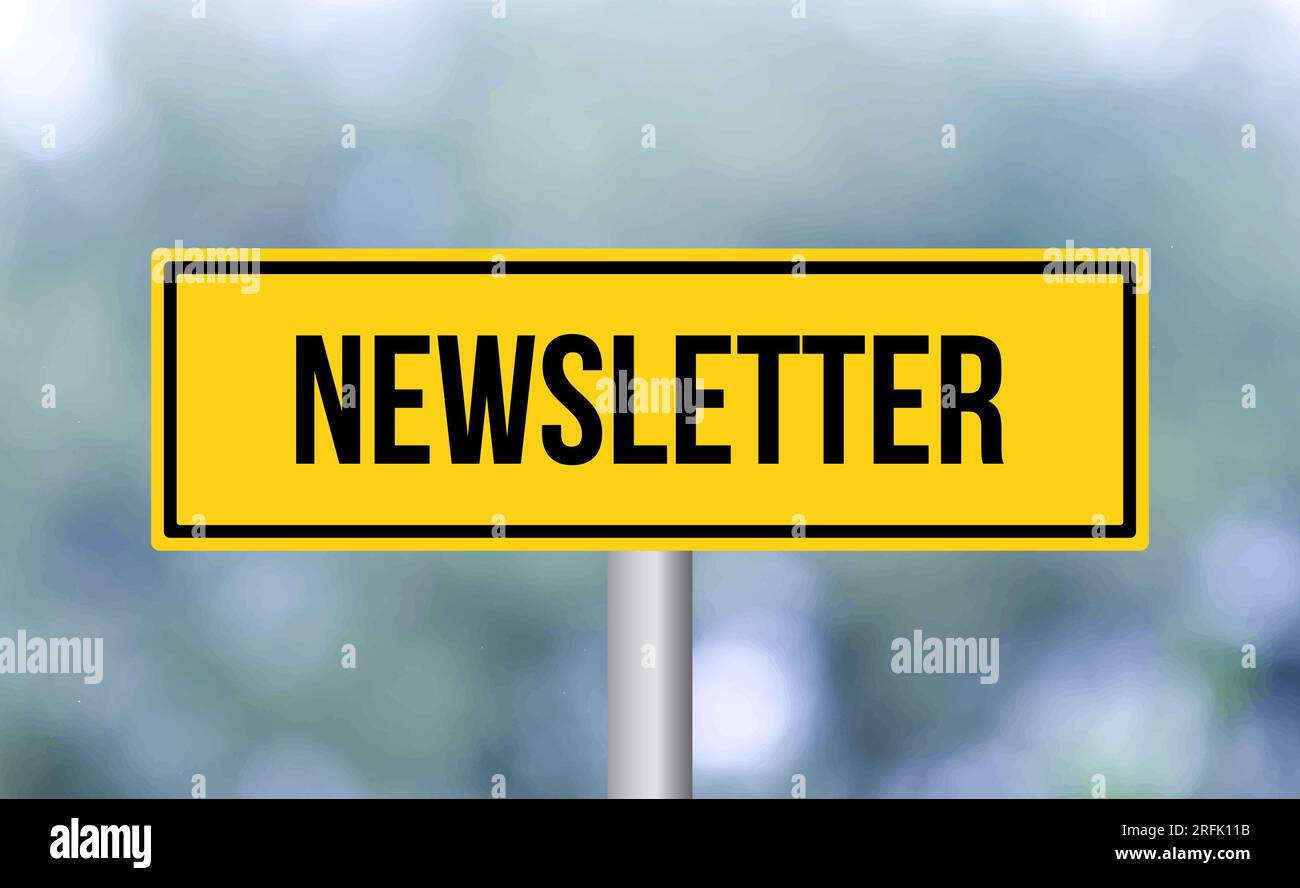 Newsletter road sign on blur background Stock Photo - Alamy