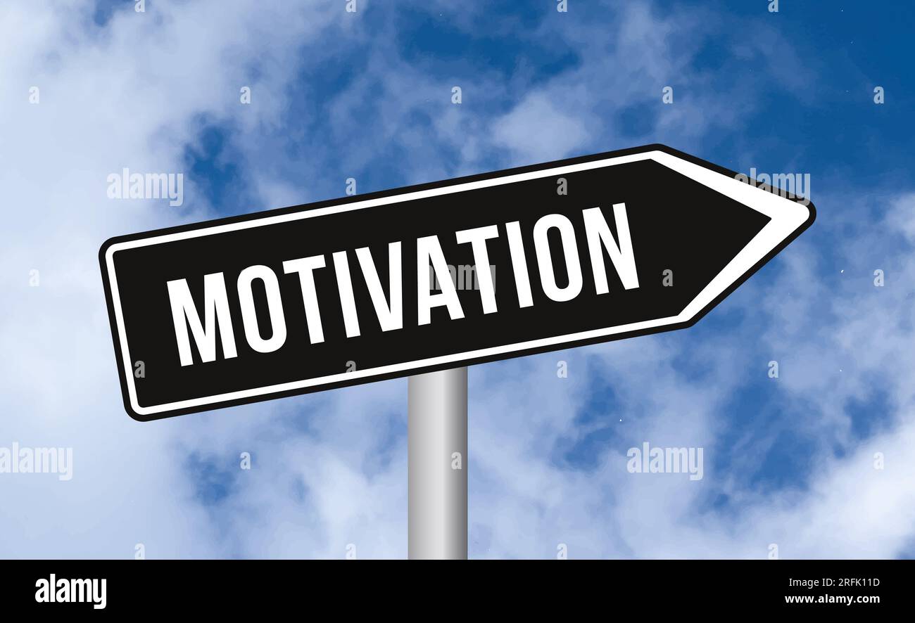 Motivation road sign on blue sky background Stock Photo - Alamy