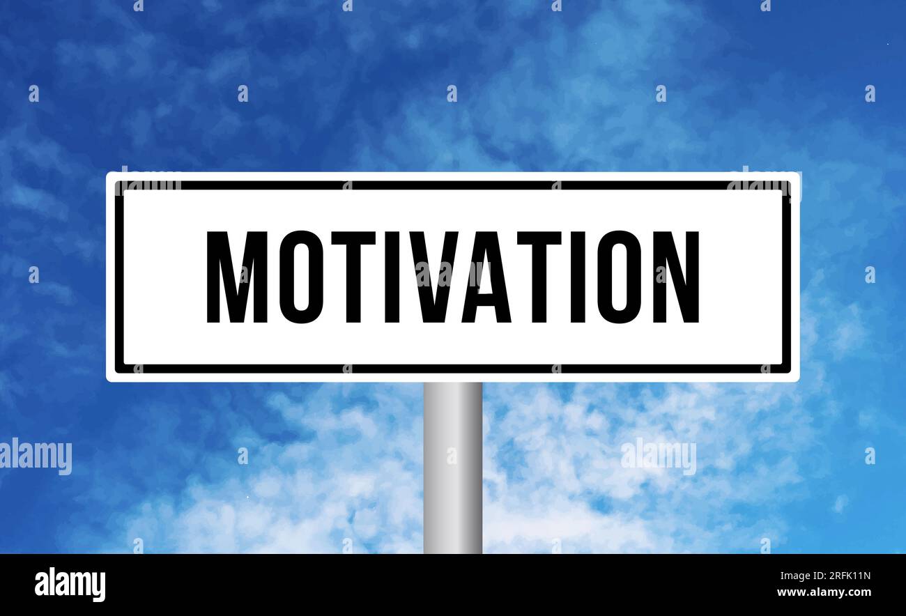 Motivation road sign on blue sky background Stock Photo - Alamy