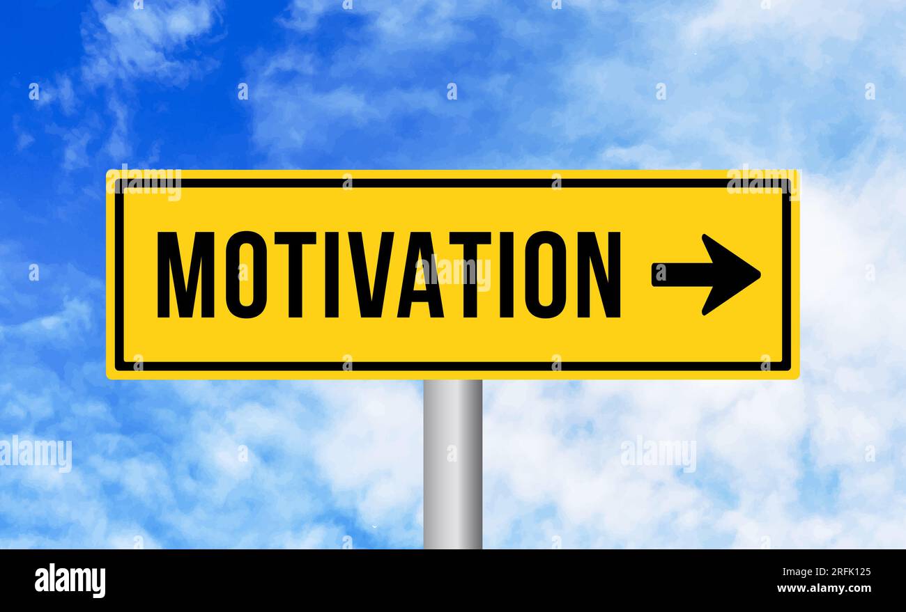 Motivation road sign on blue sky background Stock Photo - Alamy