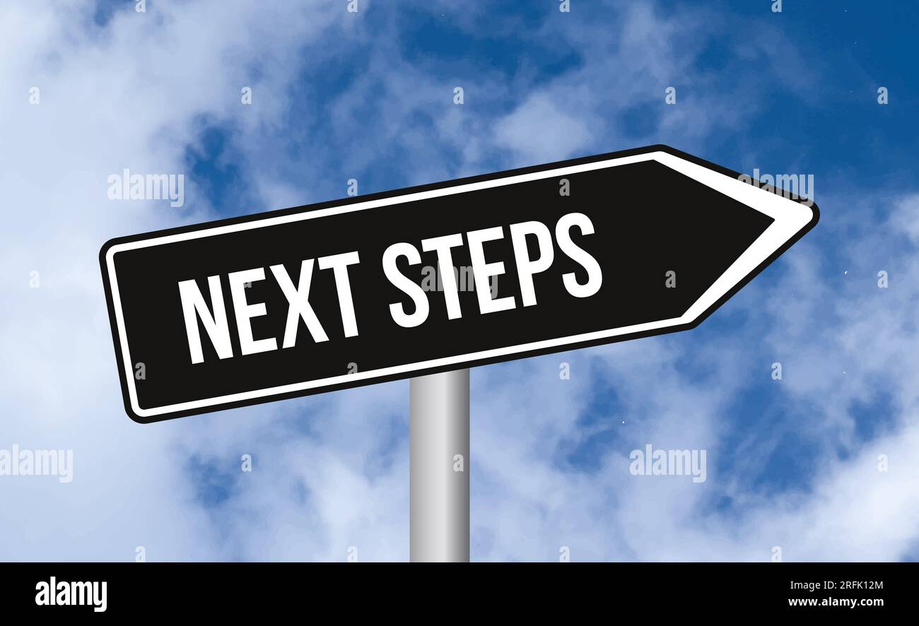Next steps road sign on sky background Stock Photo - Alamy