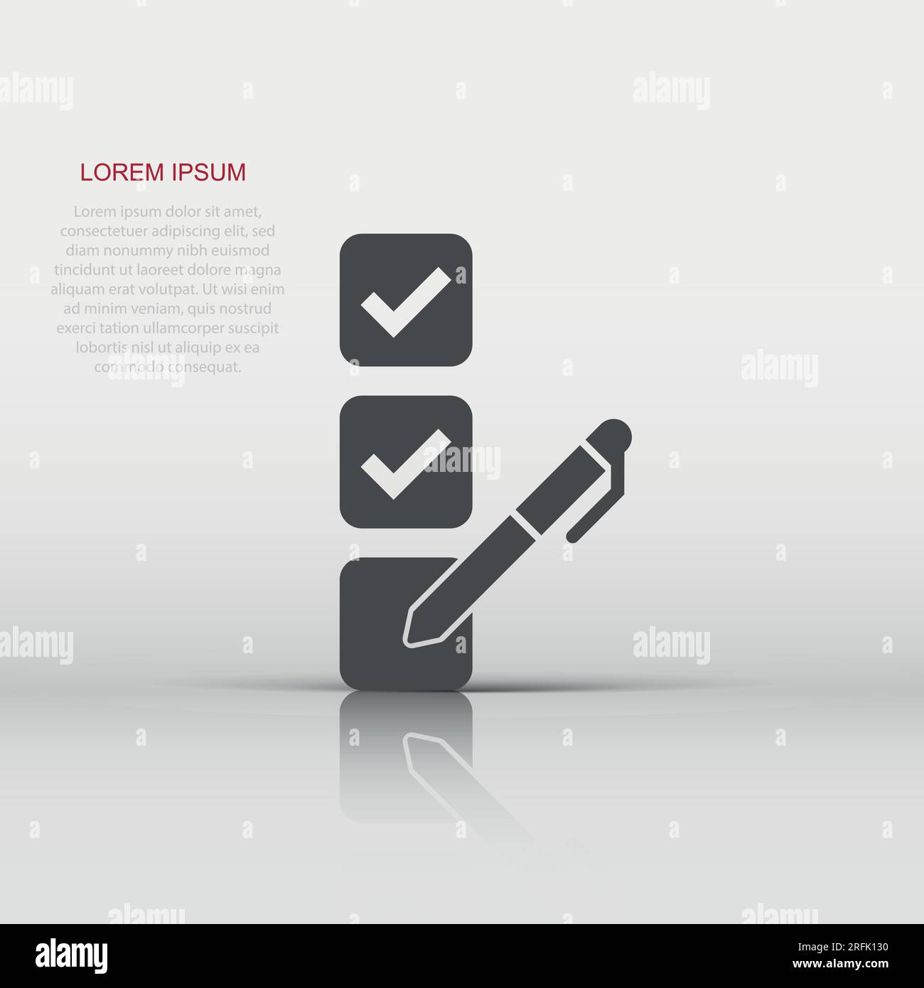 Checklist document icon in flat style. Survey vector illustration on ...