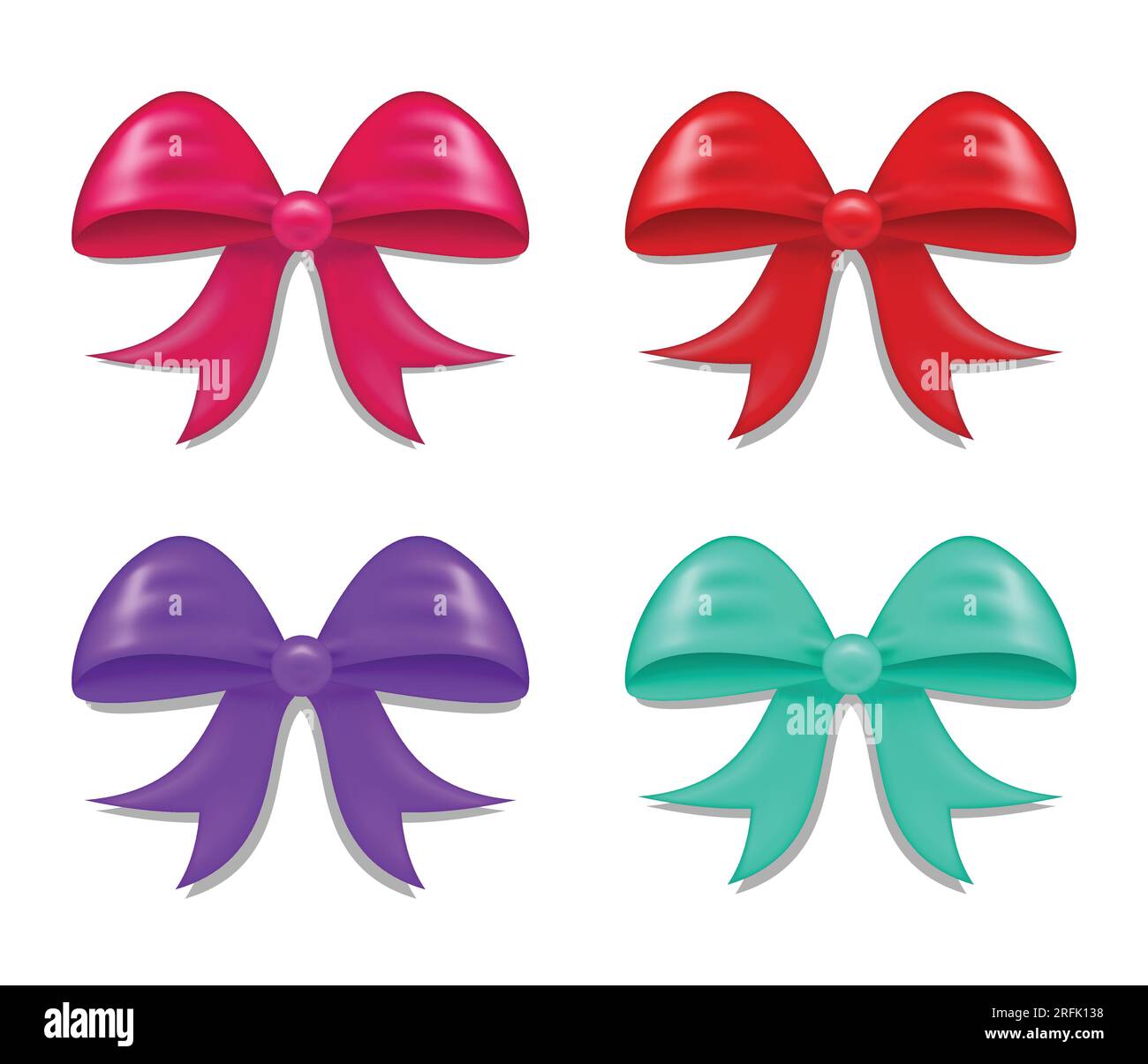 Set of multi colours shiny ribbon bows on a white background, vector ...