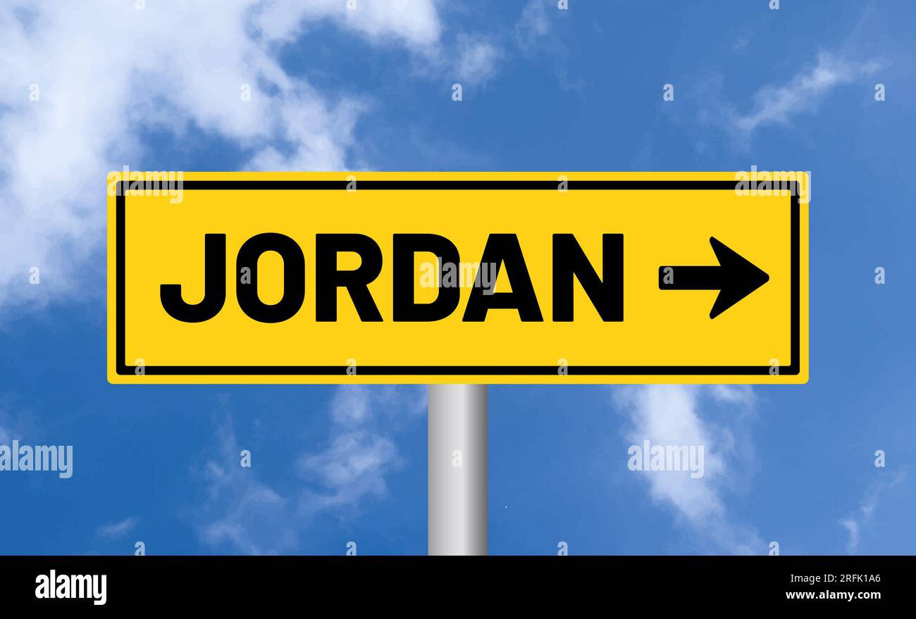 Jordan road sign on cloudy sky background Stock Photo - Alamy