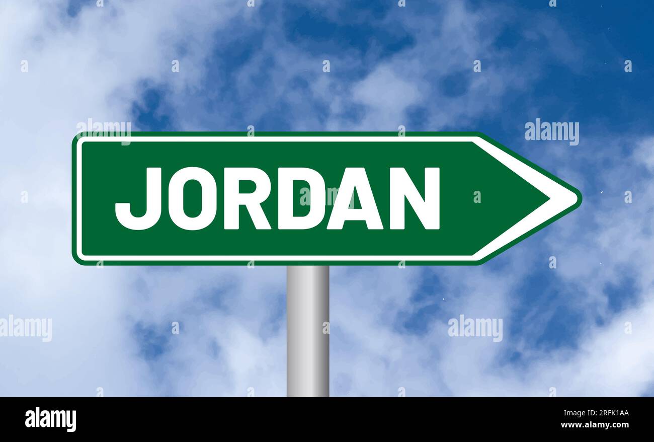 Jordan road sign on cloudy sky background Stock Photo - Alamy