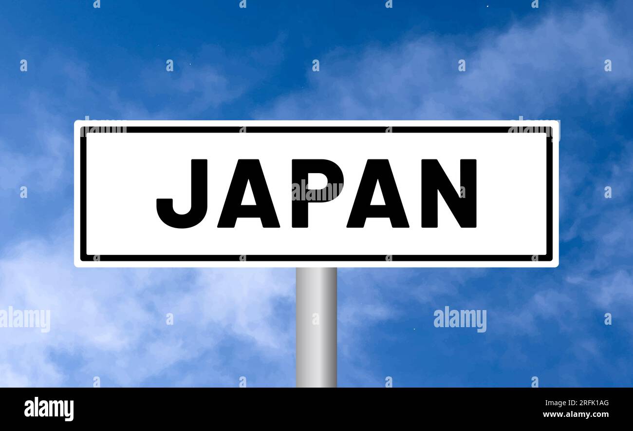 Japan road sign on sky background Stock Photo - Alamy