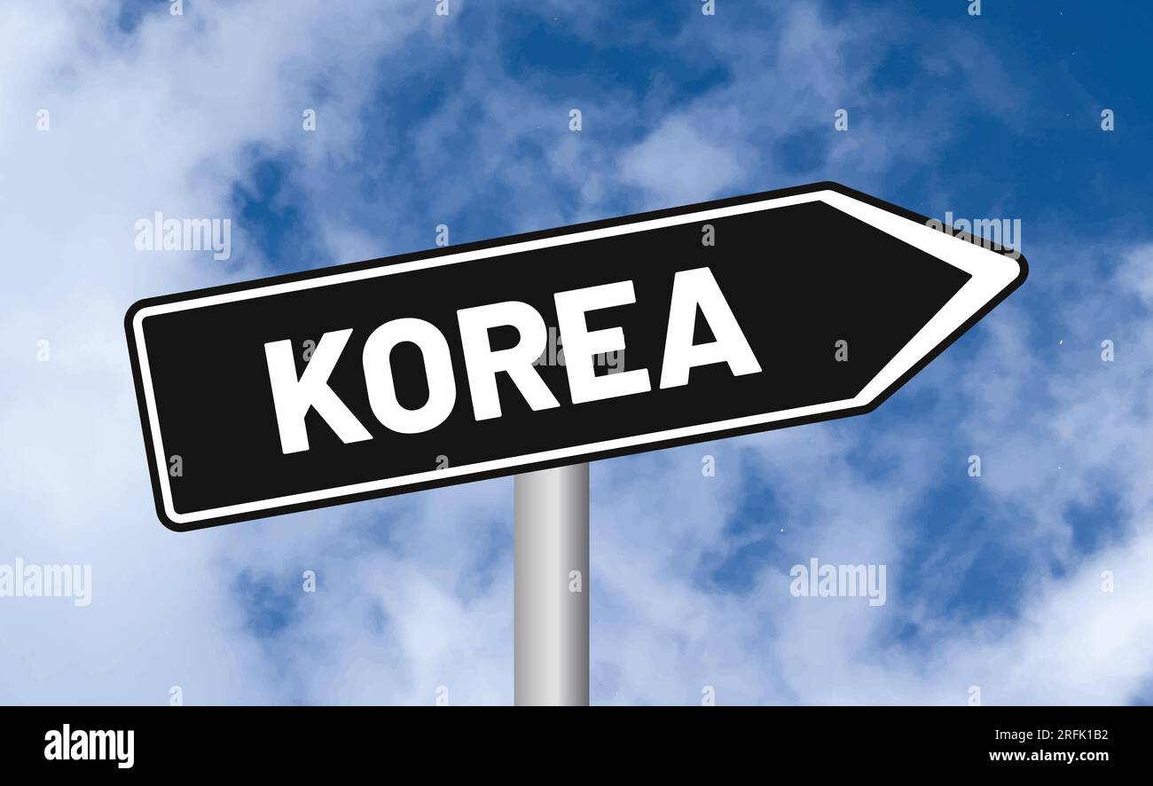 Korea road sign on cloudy sky background Stock Photo - Alamy