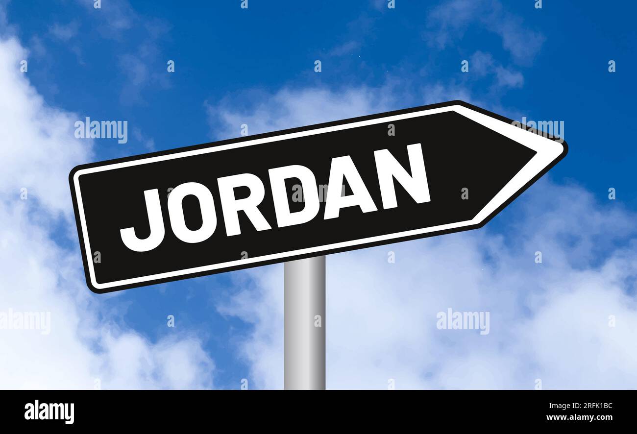 Jordan road sign on cloudy sky background Stock Photo - Alamy