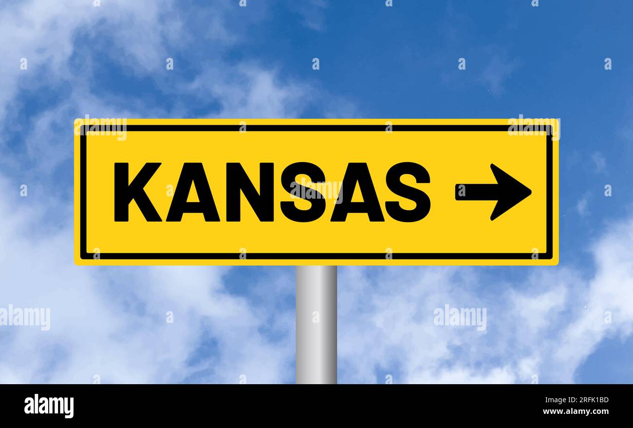 Kansas road sign on cloudy sky background Stock Photo - Alamy