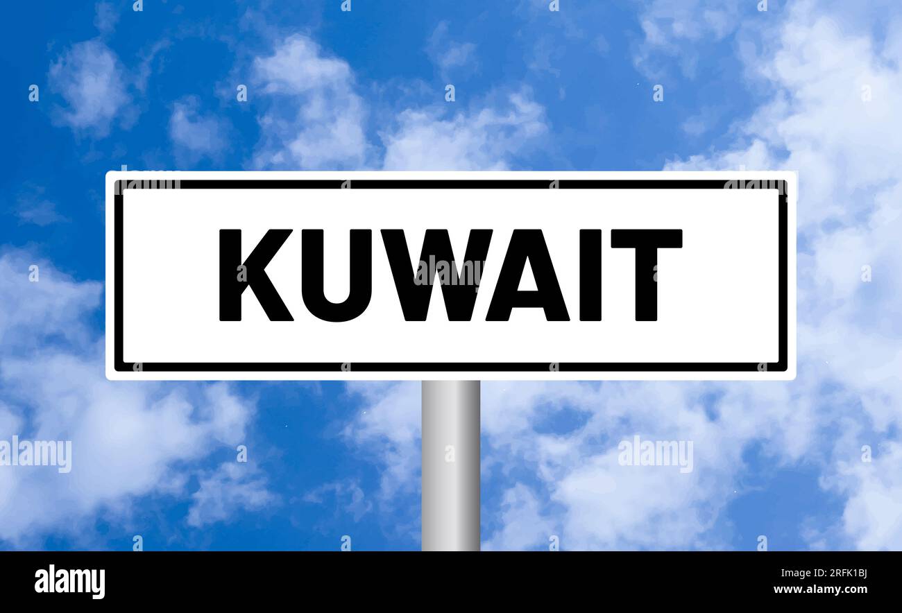Kuwait road sign on sky background Stock Photo - Alamy