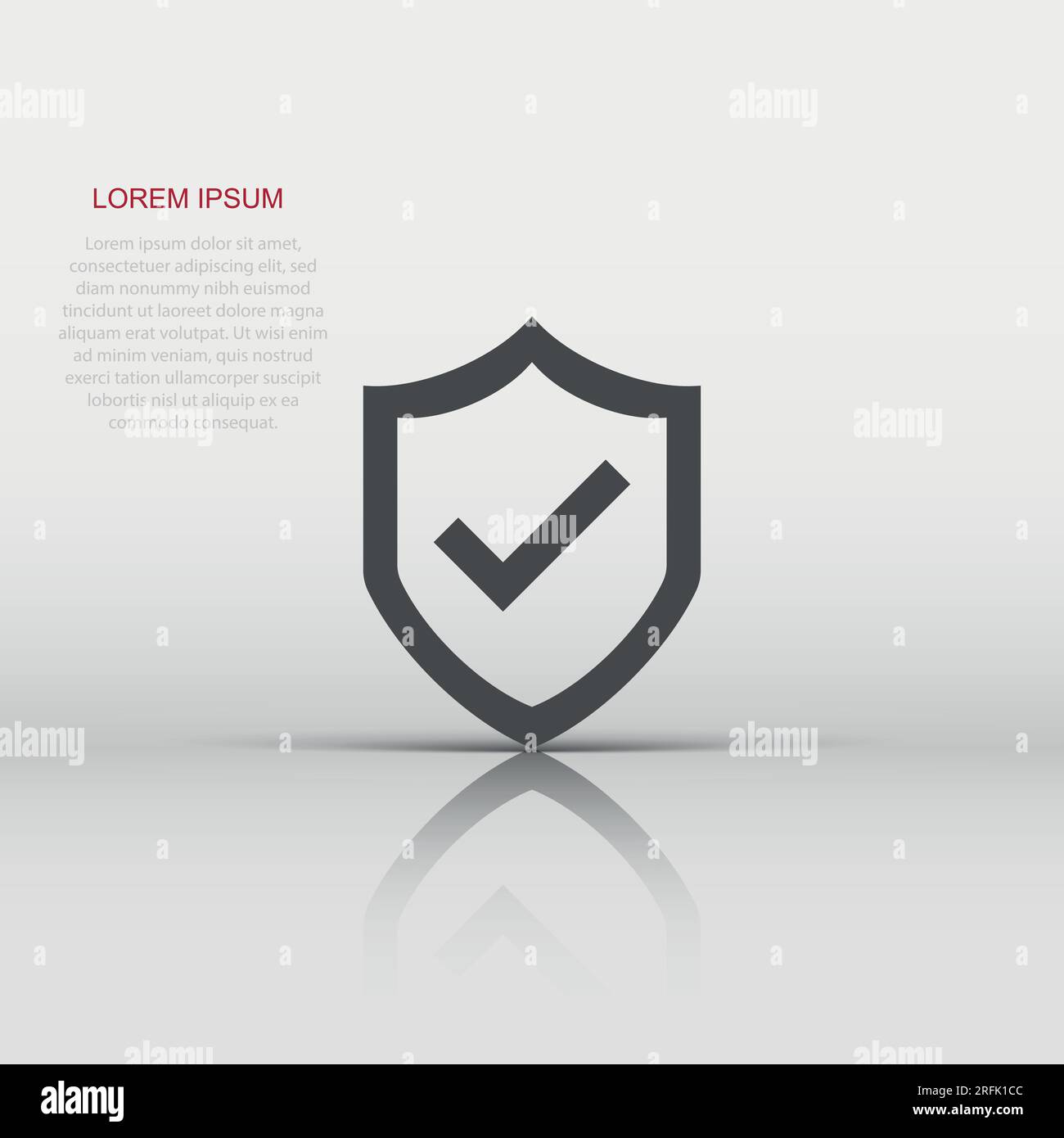 Shield with check mark icon in flat style. Protect vector illustration ...
