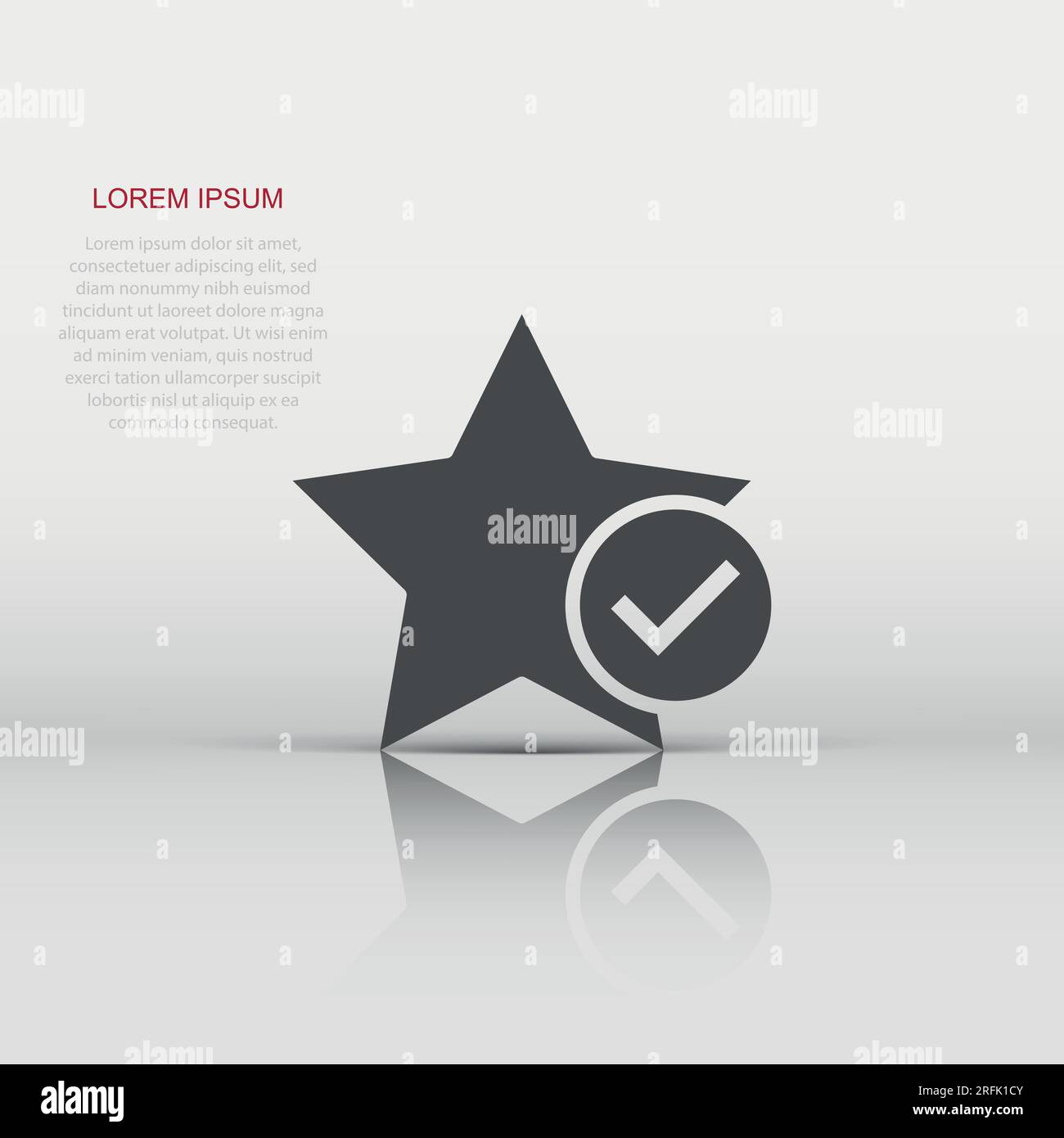 Check mark with star icon in flat style. Add to favorite vector ...