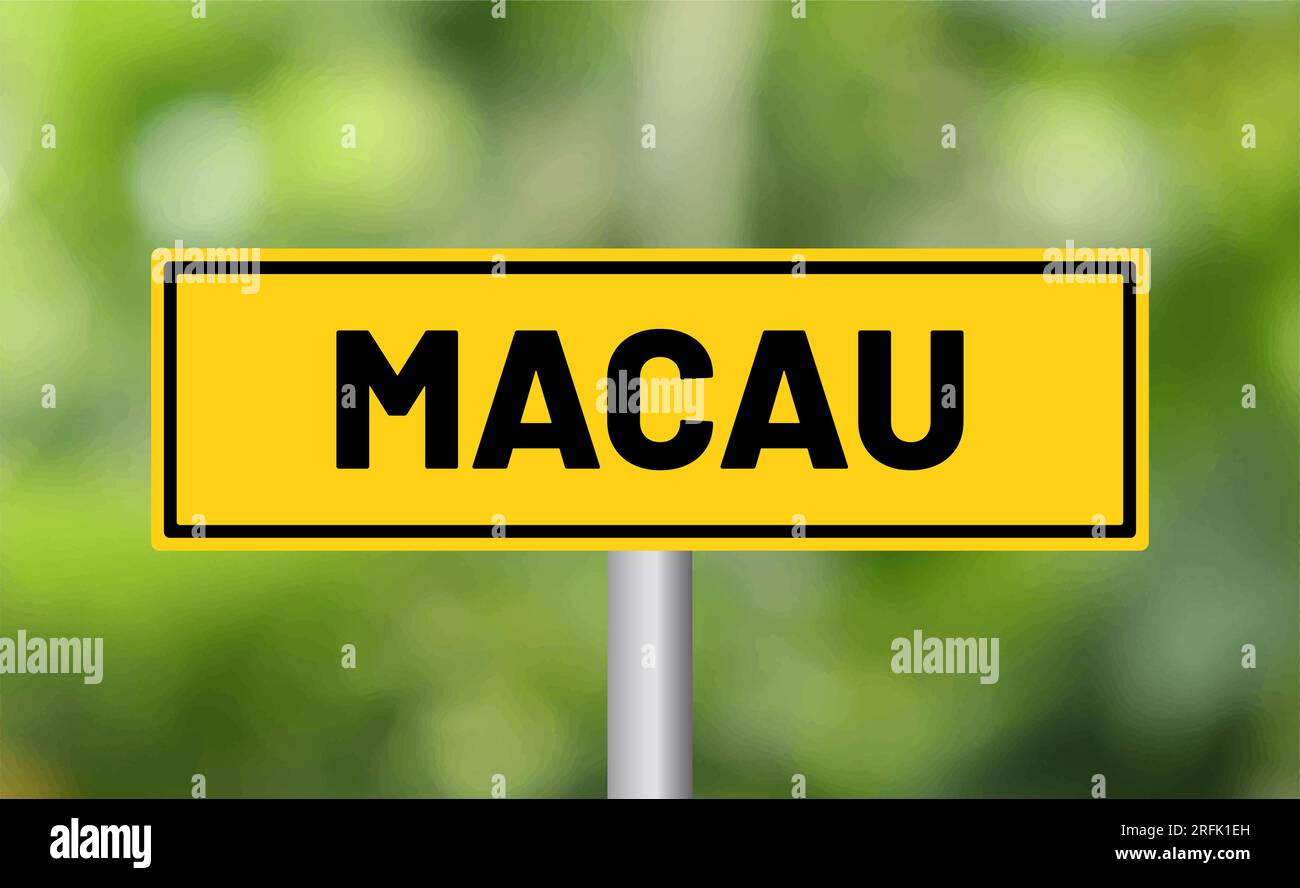 Macau road sign on blur background Stock Photo - Alamy