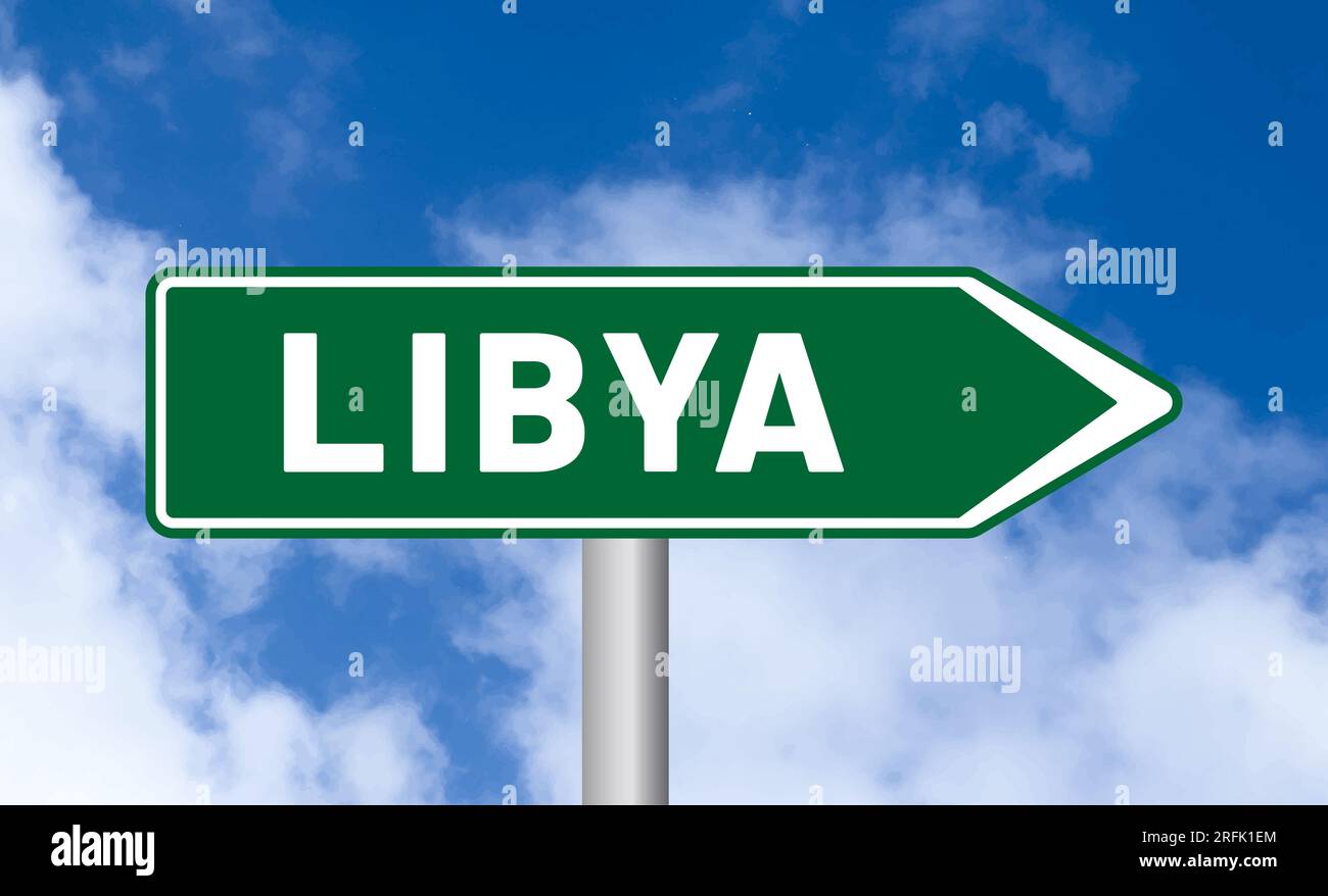 Libya road sign on blue sky background Stock Photo - Alamy