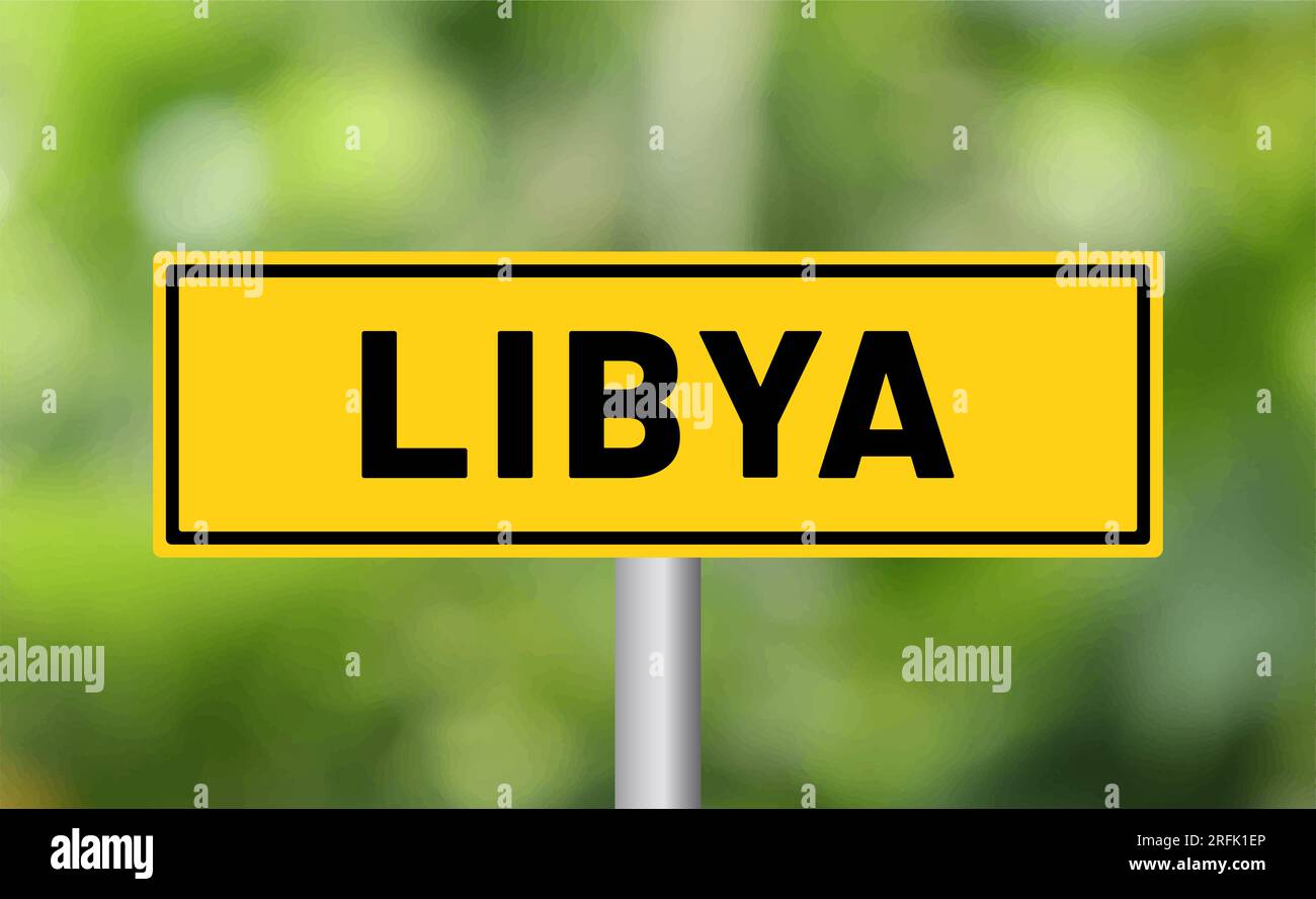 Libya road sign on blur background Stock Photo - Alamy