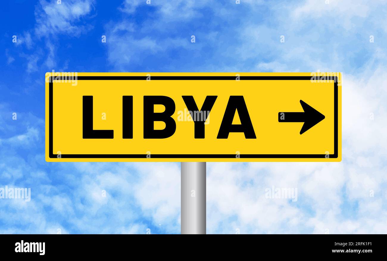 Libya road sign on blue sky background Stock Photo - Alamy
