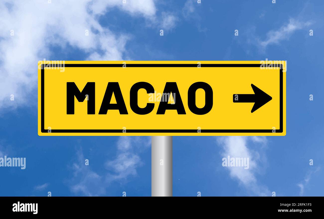 Macao road sign on cloudy sky background Stock Photo - Alamy