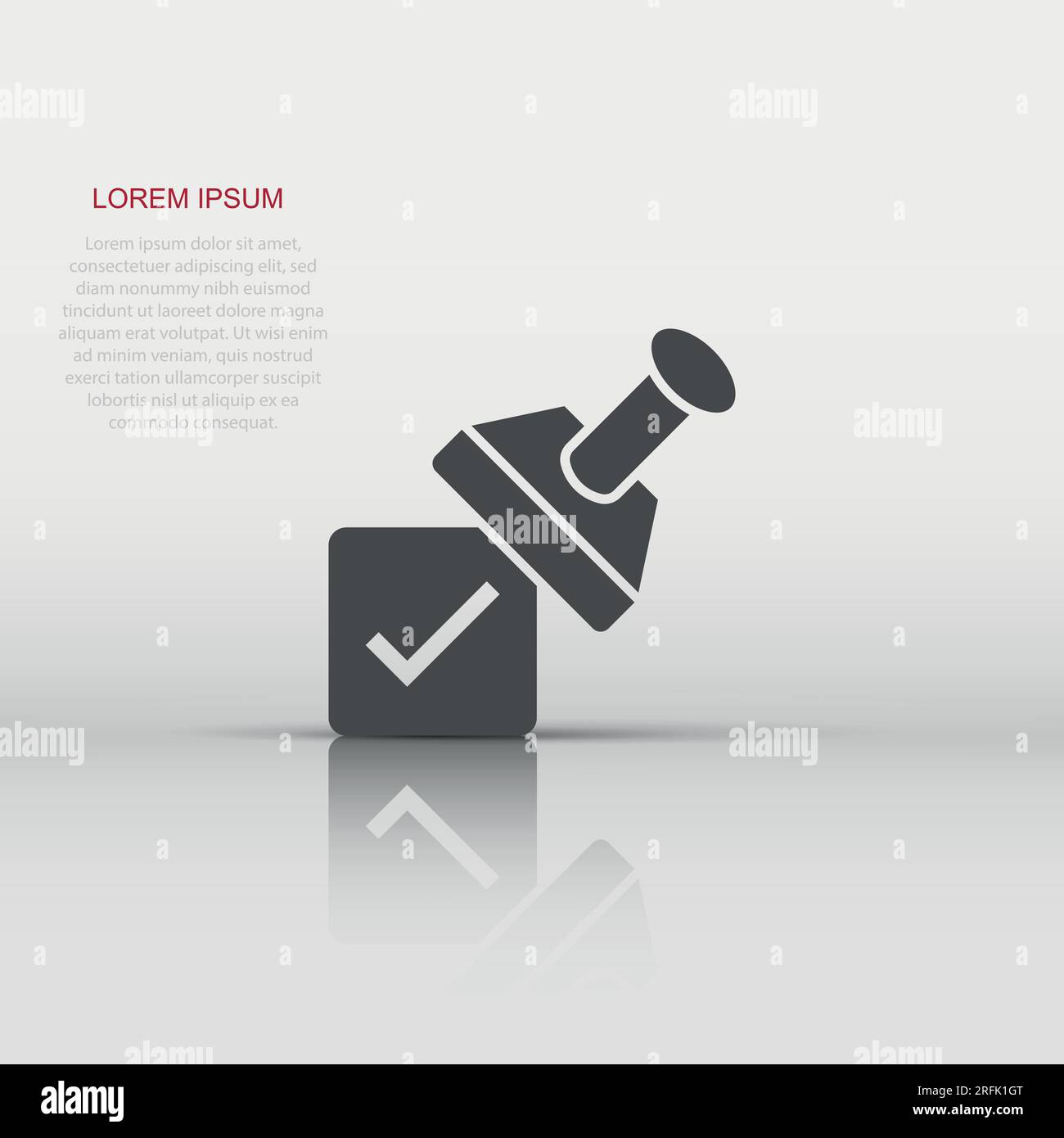 Approve stamp icon in flat style. Accept check mark vector illustration on white isolated ...
