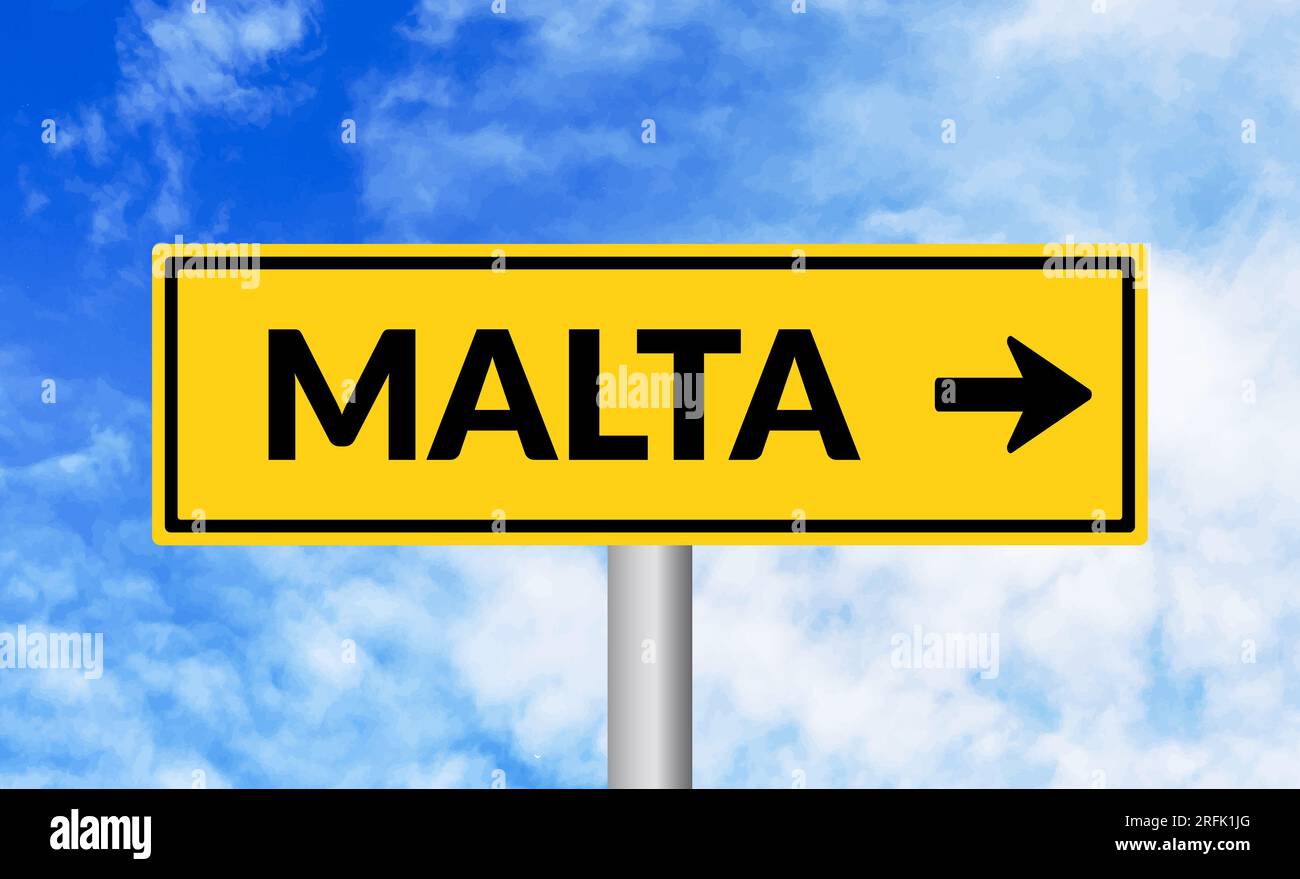 Malta road sign on cloudy sky background Stock Photo - Alamy