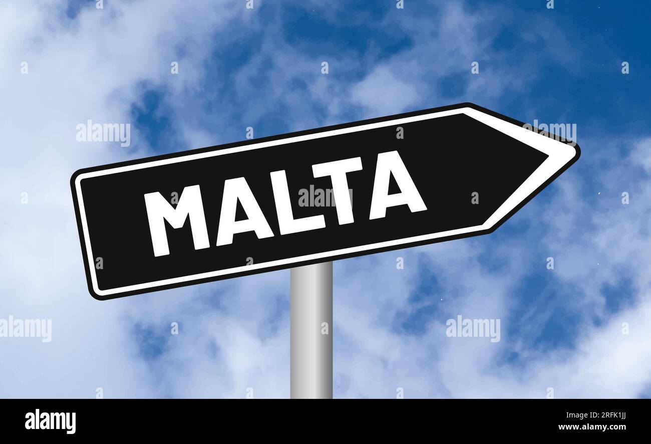 Malta road sign on cloudy sky background Stock Photo - Alamy