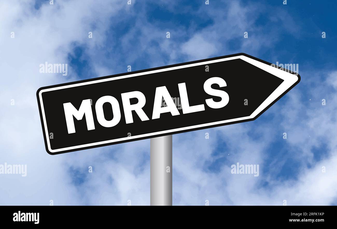 Morals road sign on blue sky background Stock Photo - Alamy