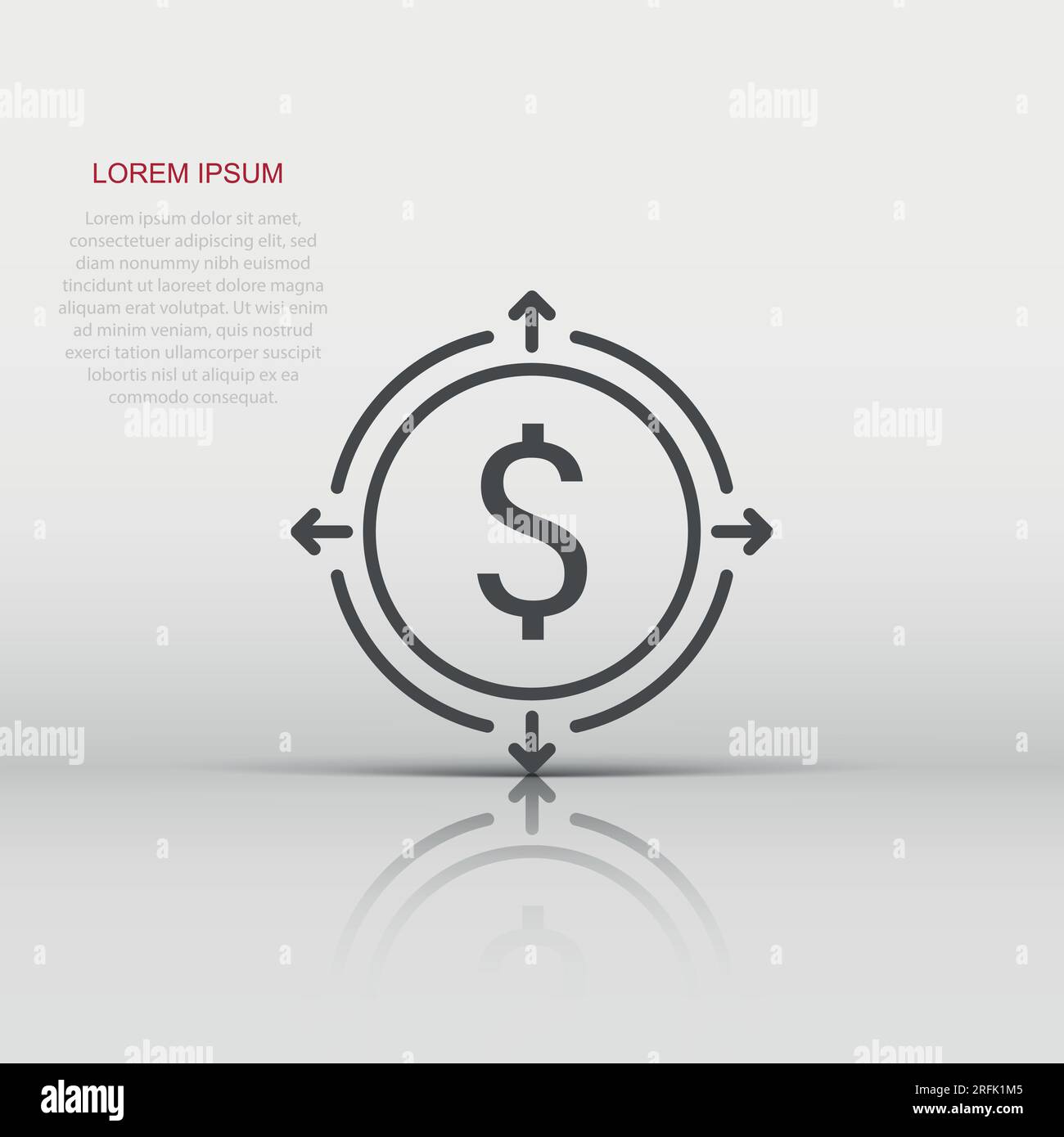 Money revenue icon in flat style. Dollar coin vector illustration on ...