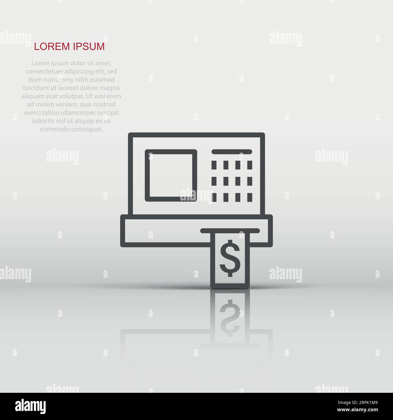 Cash register icon in flat style. Check machine vector illustration on ...