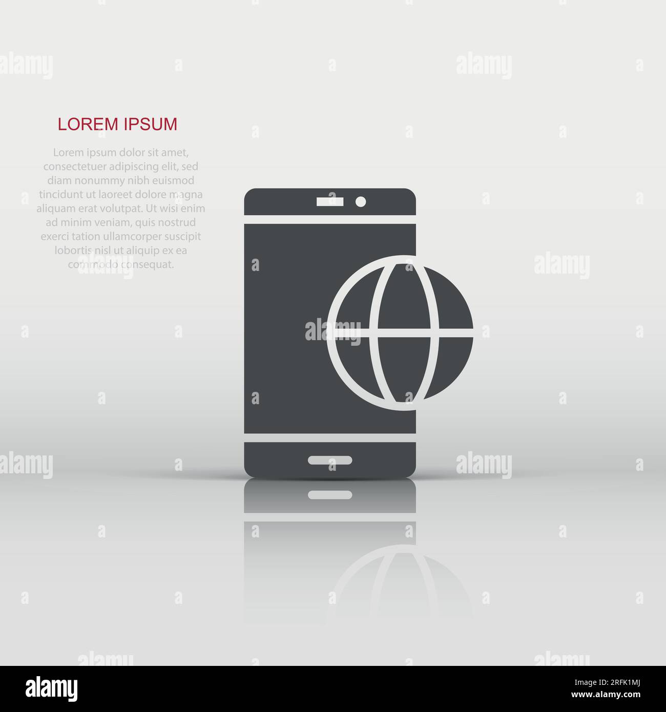 Globe smartphone icon in flat style. Mobile phone location vector ...