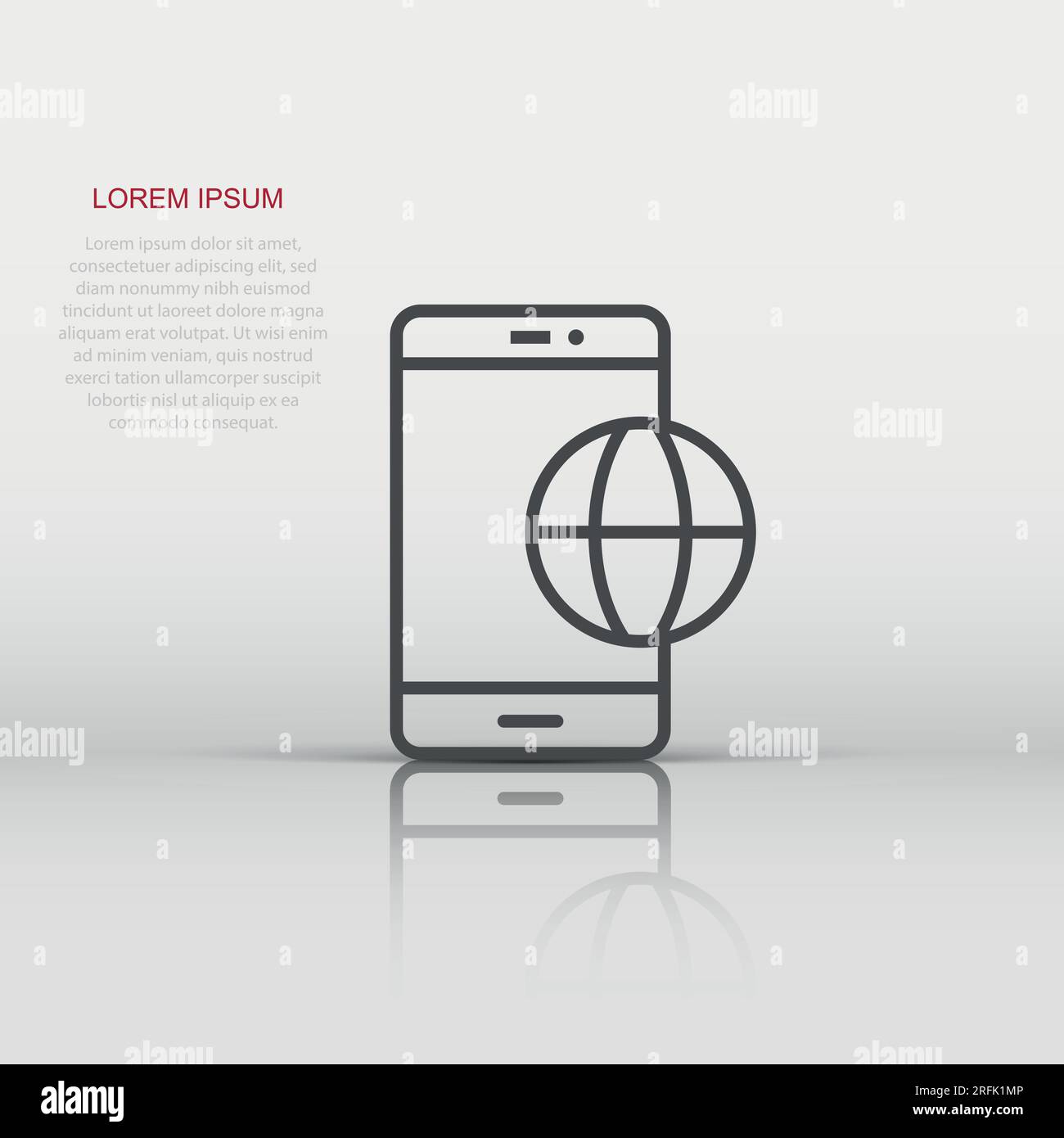 Globe smartphone icon in flat style. Mobile phone location vector ...